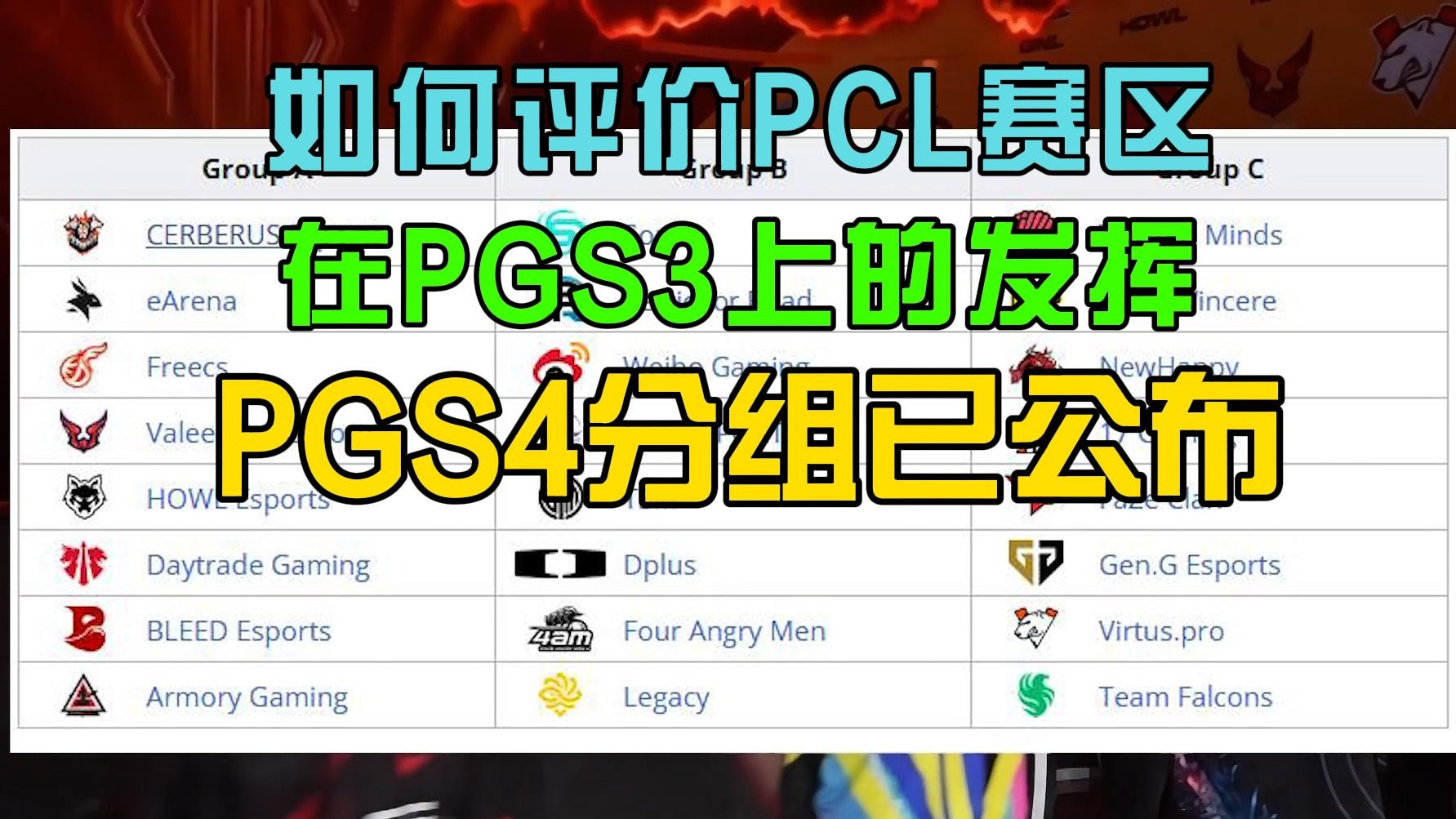 浅谈PCL赛区在PGS3上的发挥，PGS4分组已公布！_虎牙直播_huya